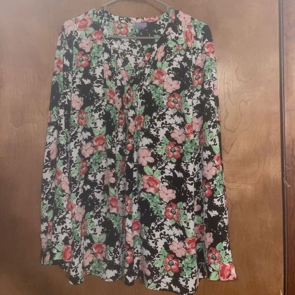 Laura Scott | Tops | Laura Scott Women 2x Floral Button Down Blouse ...